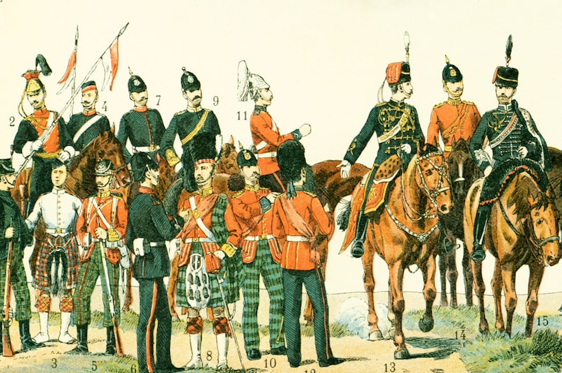 1897 Flags Uniforms GREAT BRITAIN Antique Print Larousse Large - Etsy