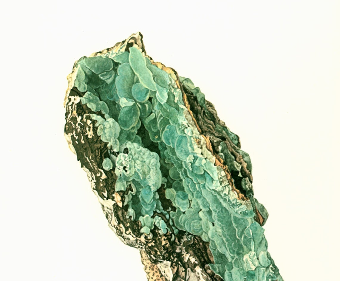 1970 Vintage Smithsonite Green Blue Crystals Thumbnail Print . | Etsy