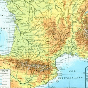 1933 Antique Map of France. Antique French Map. Encyclopedia Larousse ...