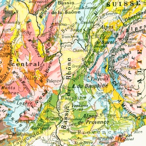 1933 Antique Geological Map of France. Encyclopedia Larousse. Home ...