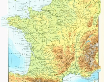 1933 Antique Geological Map of France. Encyclopedia Larousse. | Etsy