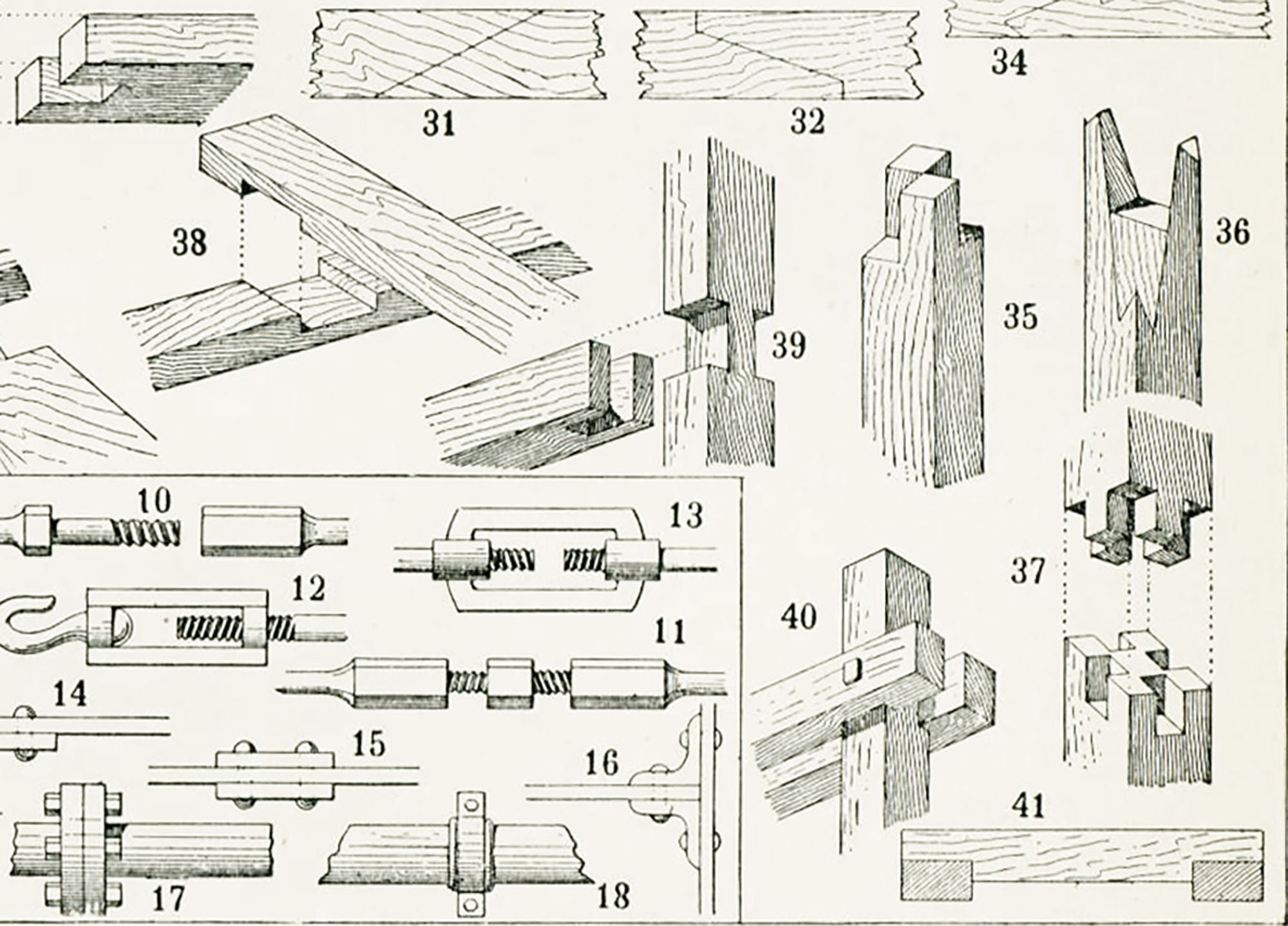 1897 Antique Joinery Woodworking Joints Logging Print Timber - Etsy