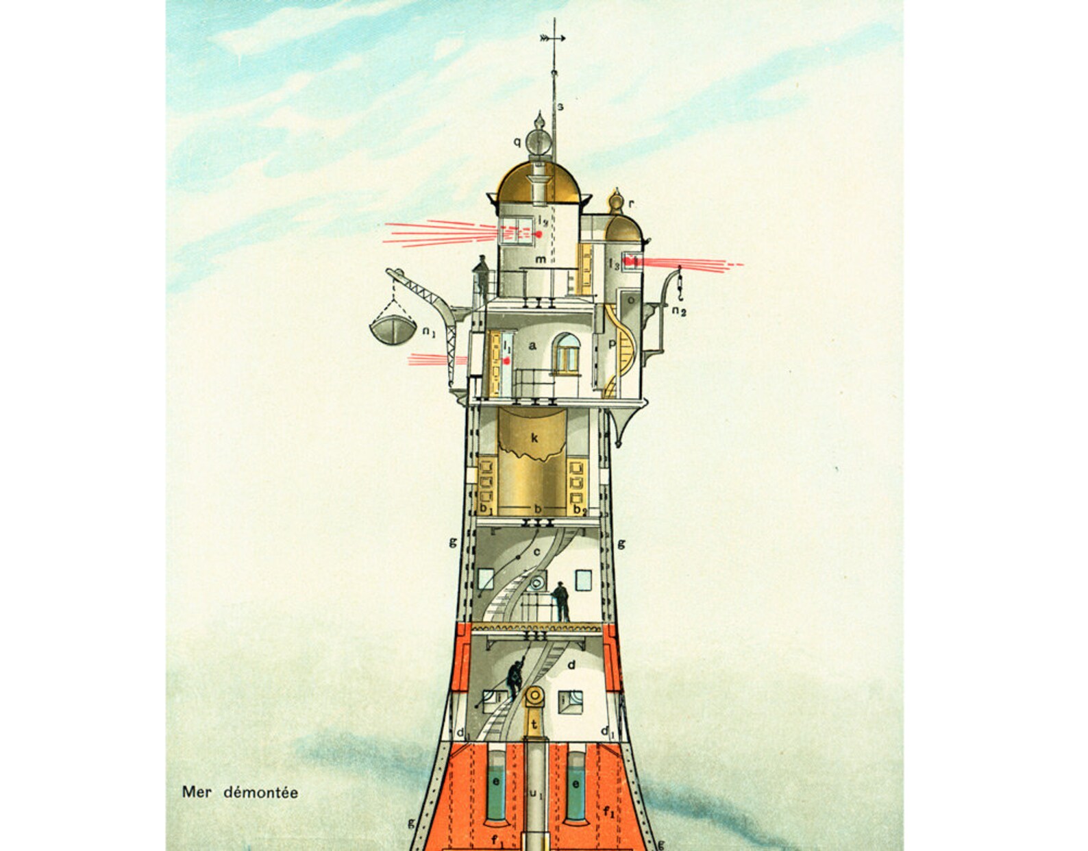 1908 Antique Lighthouse Patent Print. Architecture Building Ancient ...