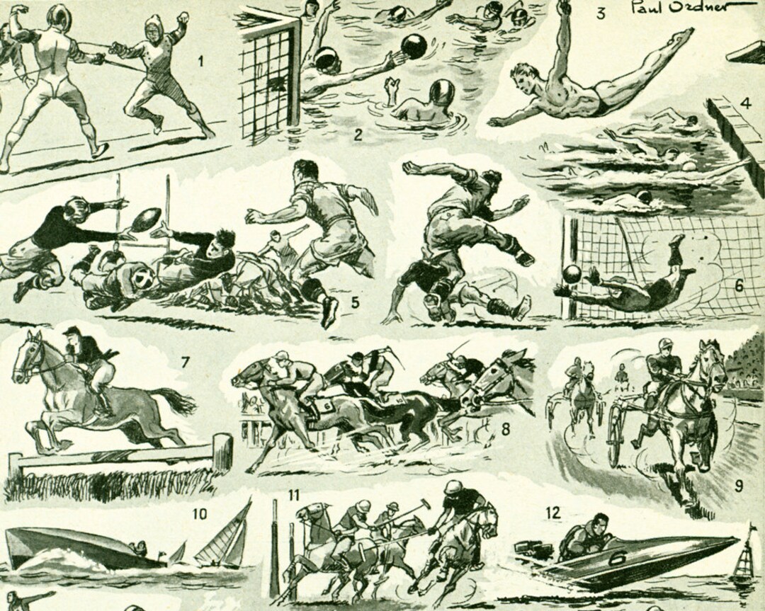 1948 Antique Sports Print. Vintage Etching. Physical Education ...