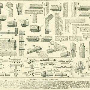 1897 Antique Joinery Woodworking Joints Logging Print Timber Industry ...