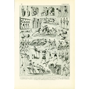 1948 Antique Gymnastics Print. Vintage Etching. Physical Education ...