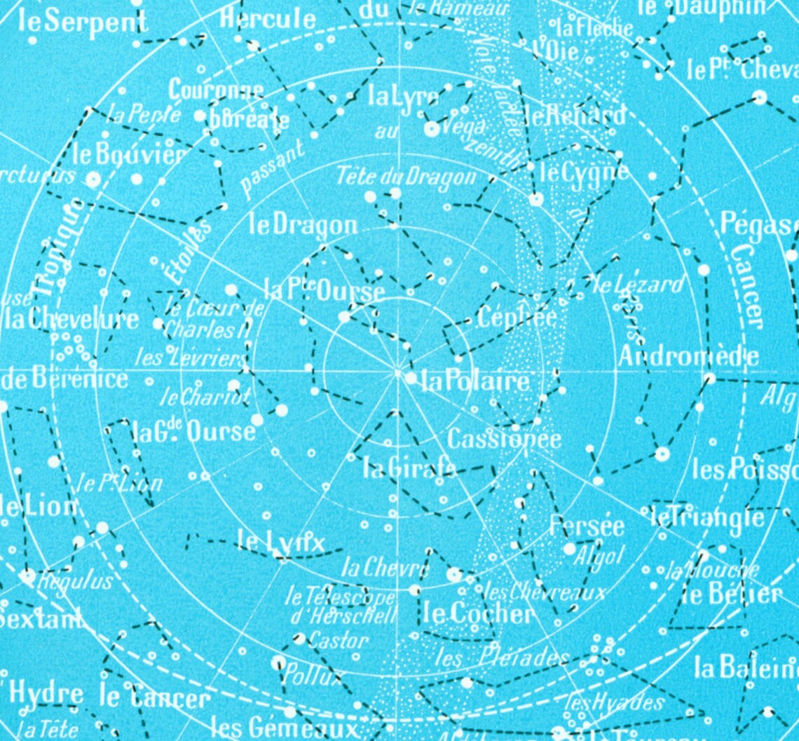 1948 Vintage Sky Map French Vintage Encyclopedia Larousse - Etsy