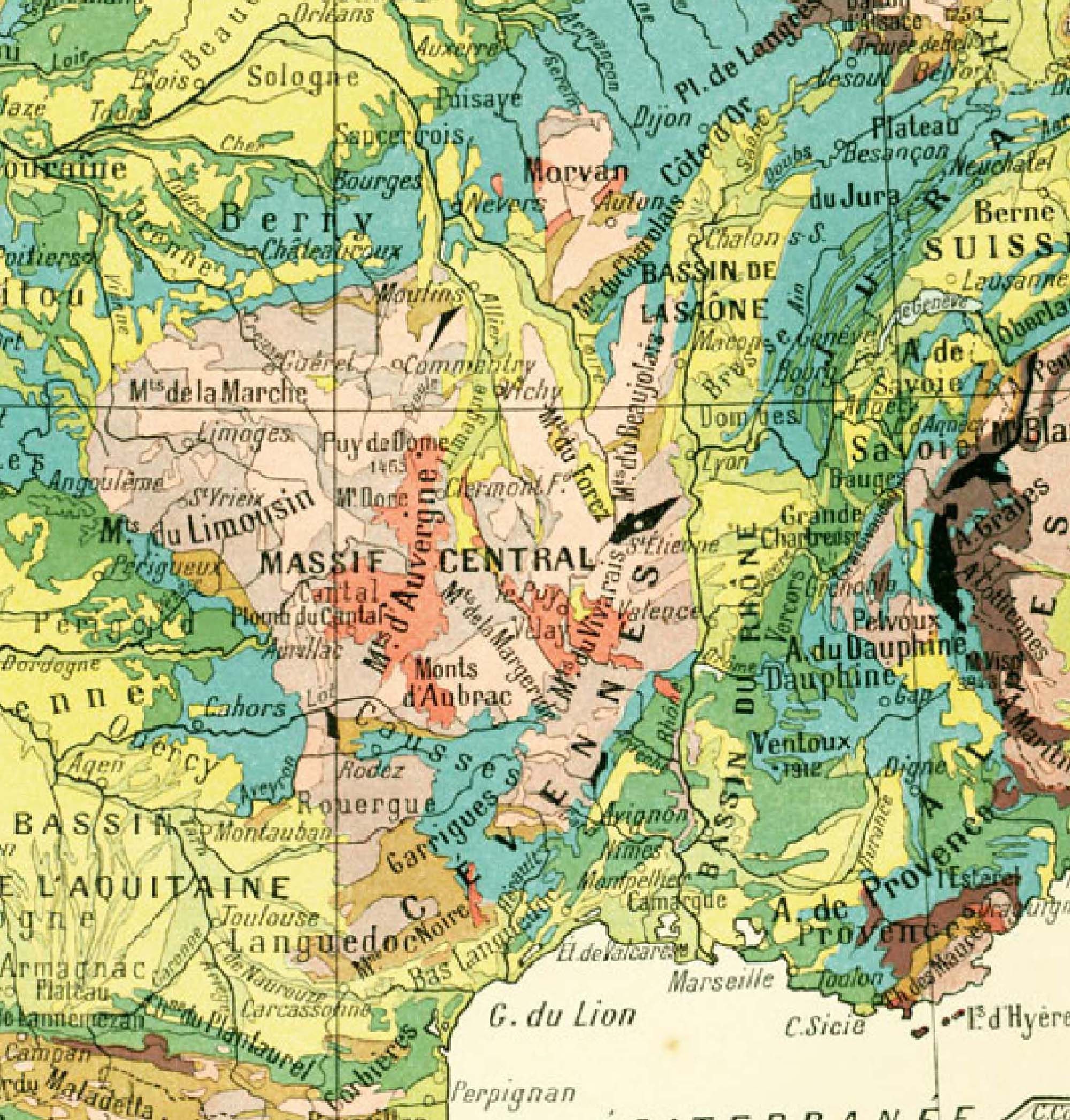 1922 France Map Large Size Antique Print Physical and - Etsy