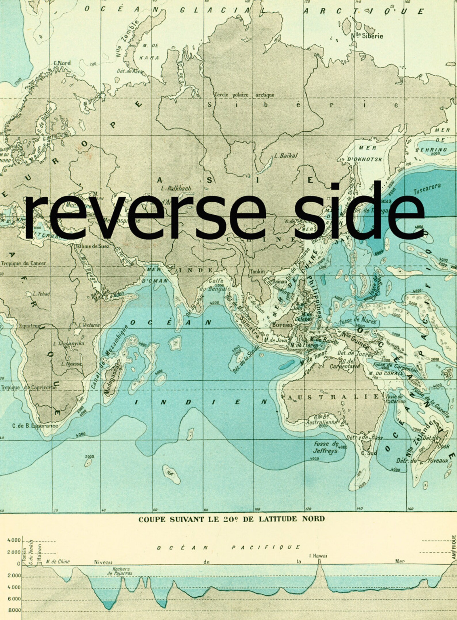 1897 Tidal Chart of the World Salinity Sea Levels Larousse Print Large ...