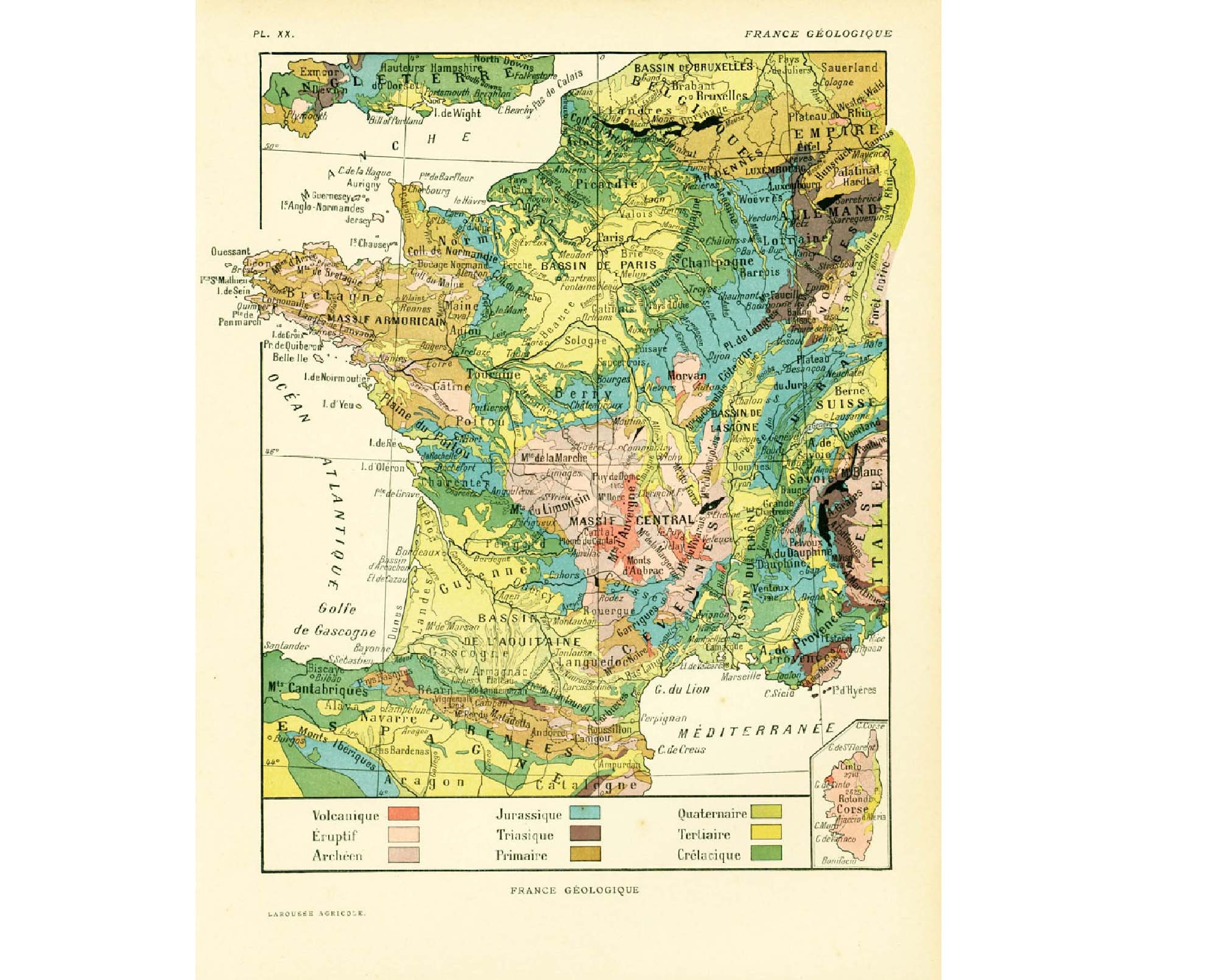 1922 France Map Large Size Antique Print Physical and - Etsy