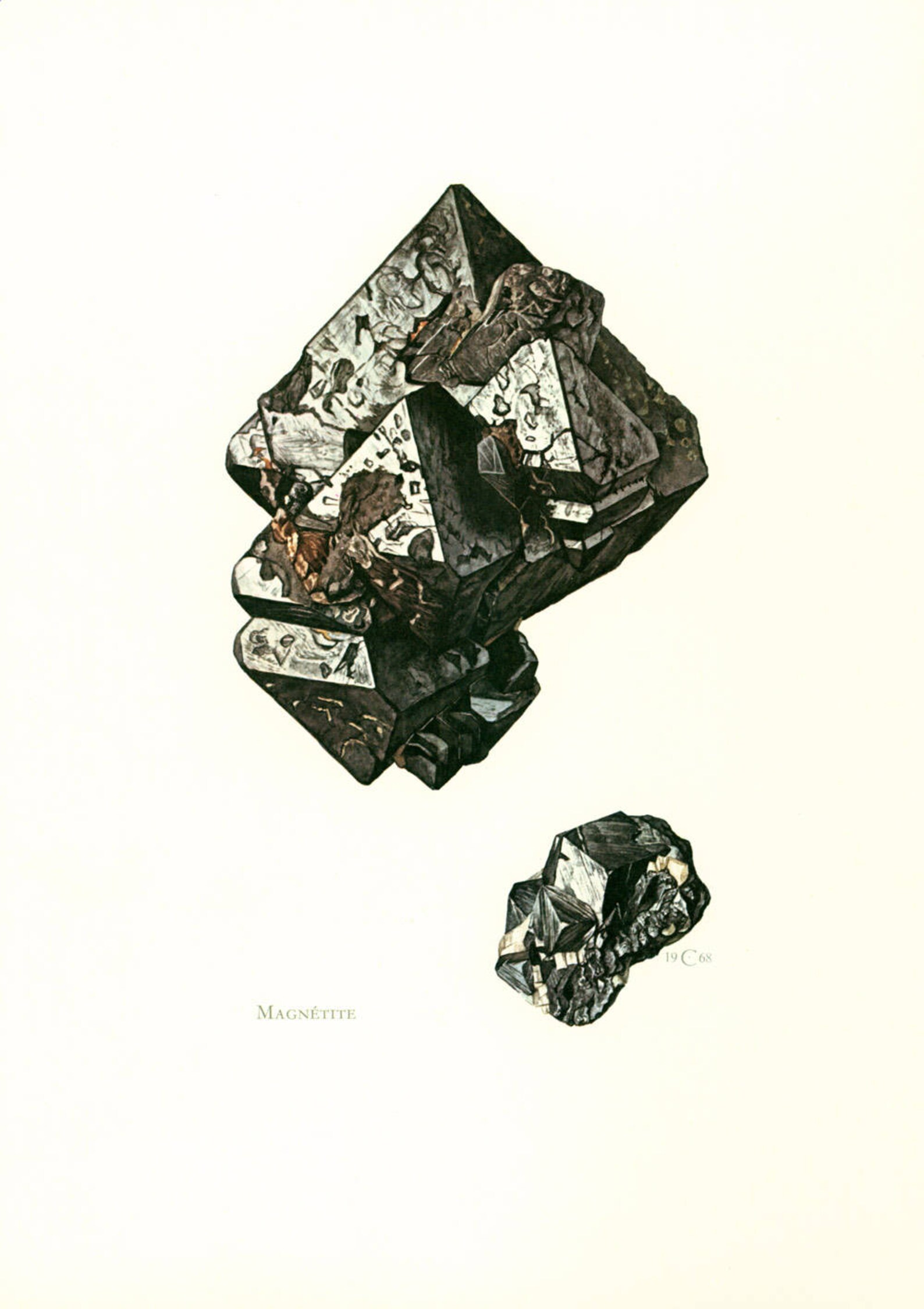 1970 Vintage Magnetite Illustration. Oxide of Iron Mineral Prints ...