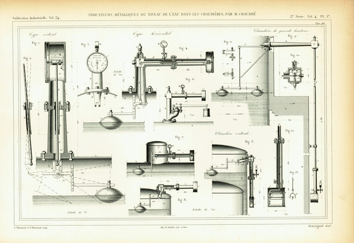 1875 Antique Hydraulic System Patent Print. Steam Pump Engine Original ...