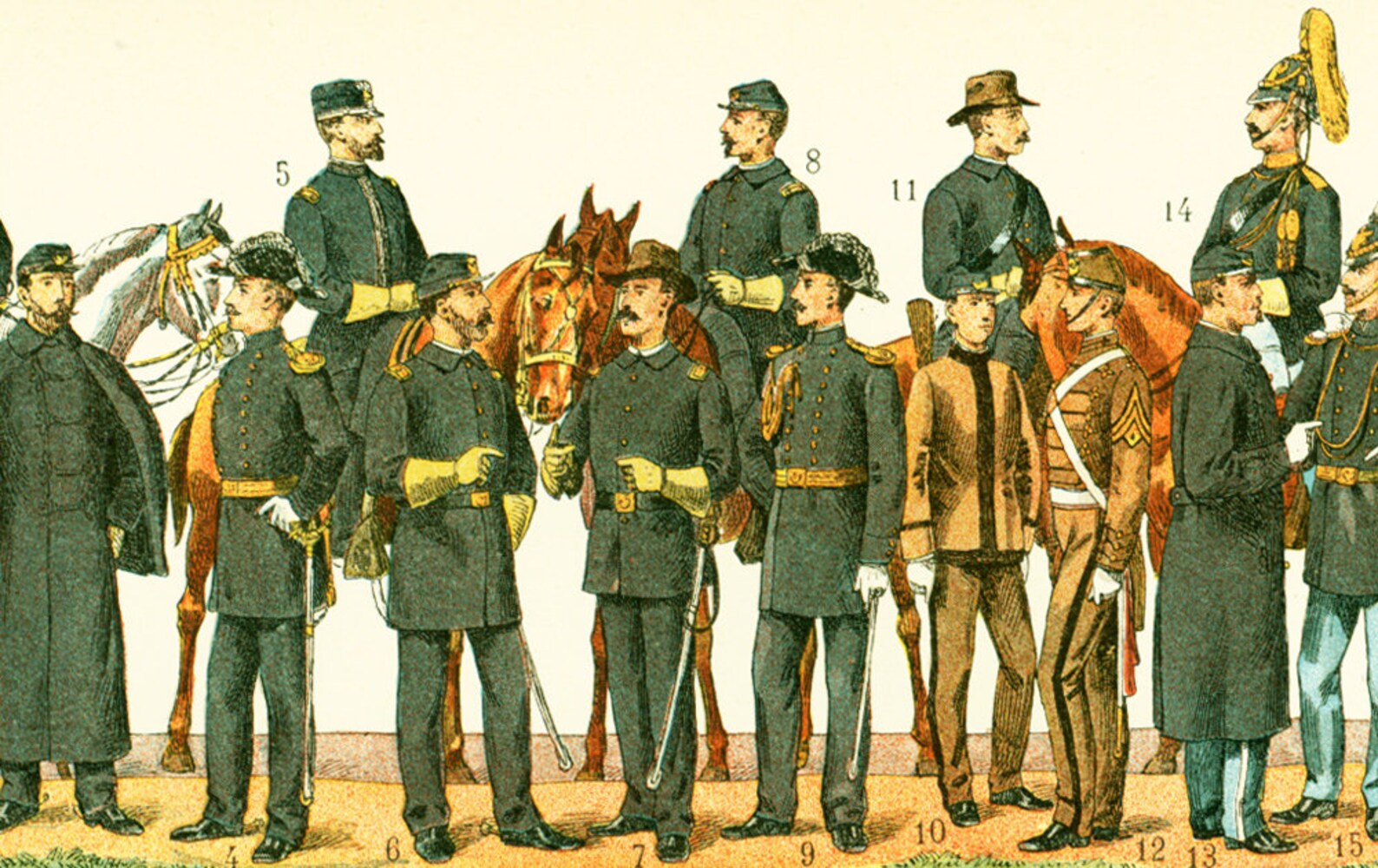 1897 Etats-unis, Flags & Uniforms, History Antique Print, Larousse ...