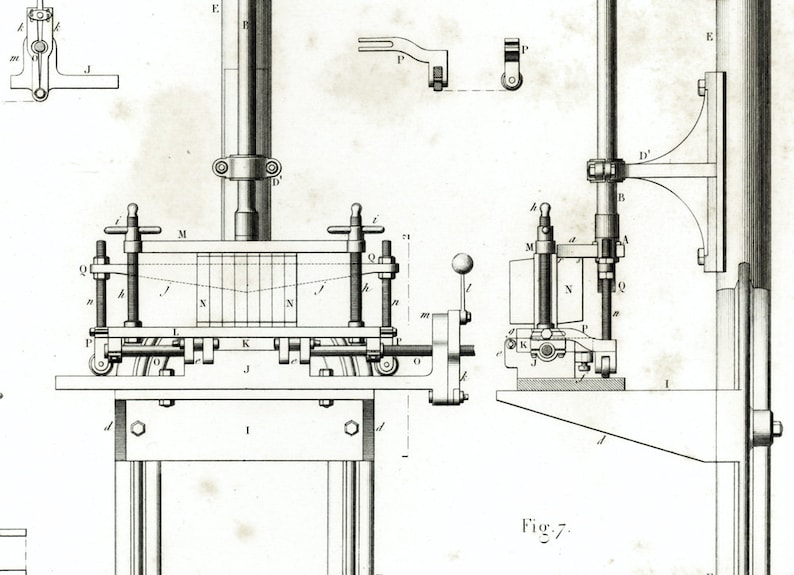 1843 Antique Woodworking Wood Shaper Machine Patent Print Lumber Mill ...