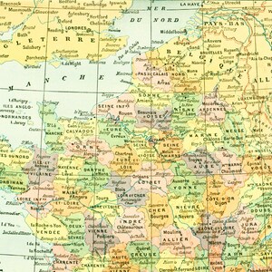 1897 French Political Map Antique Map Larousse Print Large Size 115 ...