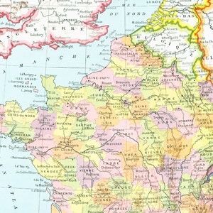 1933 Carte France Historique Départements, Planche originale maison ...