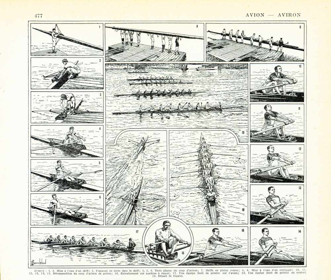 1933 Antique Rowing Print Watercraft Racing Shell Outrigger - Etsy
