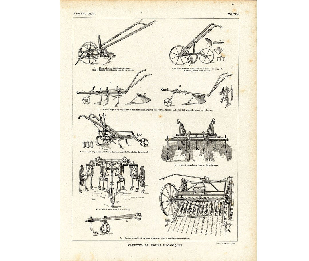 1922 Antique Plow Plough Print, Agricultural Machine, Farm Implement ...