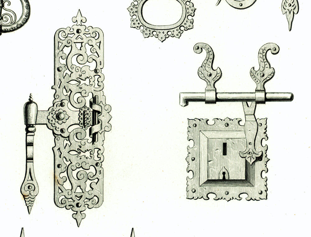 1861 Antique Furniture Lock Key Engraving Swiss Chalet Style - Etsy