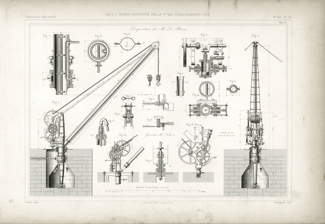 1857 Antique Construction Patent Print. Crane Patent Wall Art. - Etsy