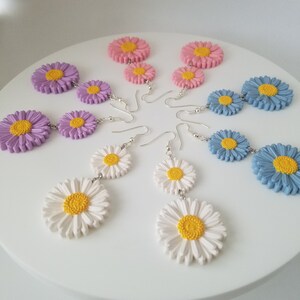 White Double Daisy Earrings, Flowers Earrings, Gift for Her, Gifts for ...
