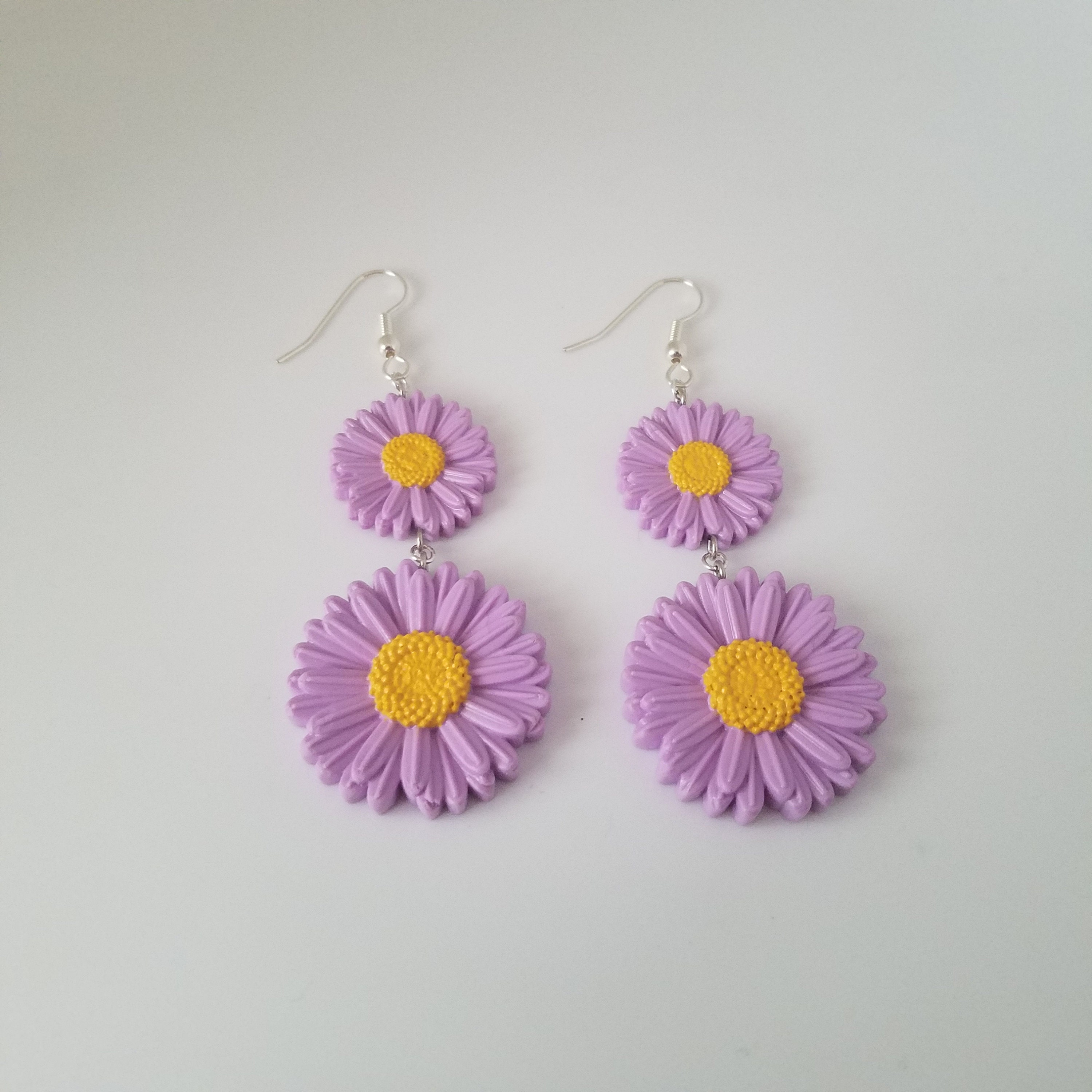 White Double Daisy Earrings, Flowers Earrings, Gift for Her, Gifts for ...