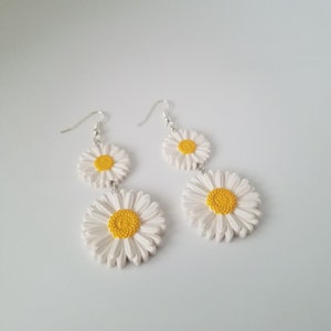 White Double Daisy Earrings, Flowers Earrings, Gift for Her, Gifts for ...