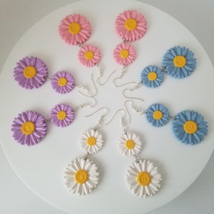 White Double Daisy Earrings, Flowers Earrings, Gift for Her, Gifts for ...