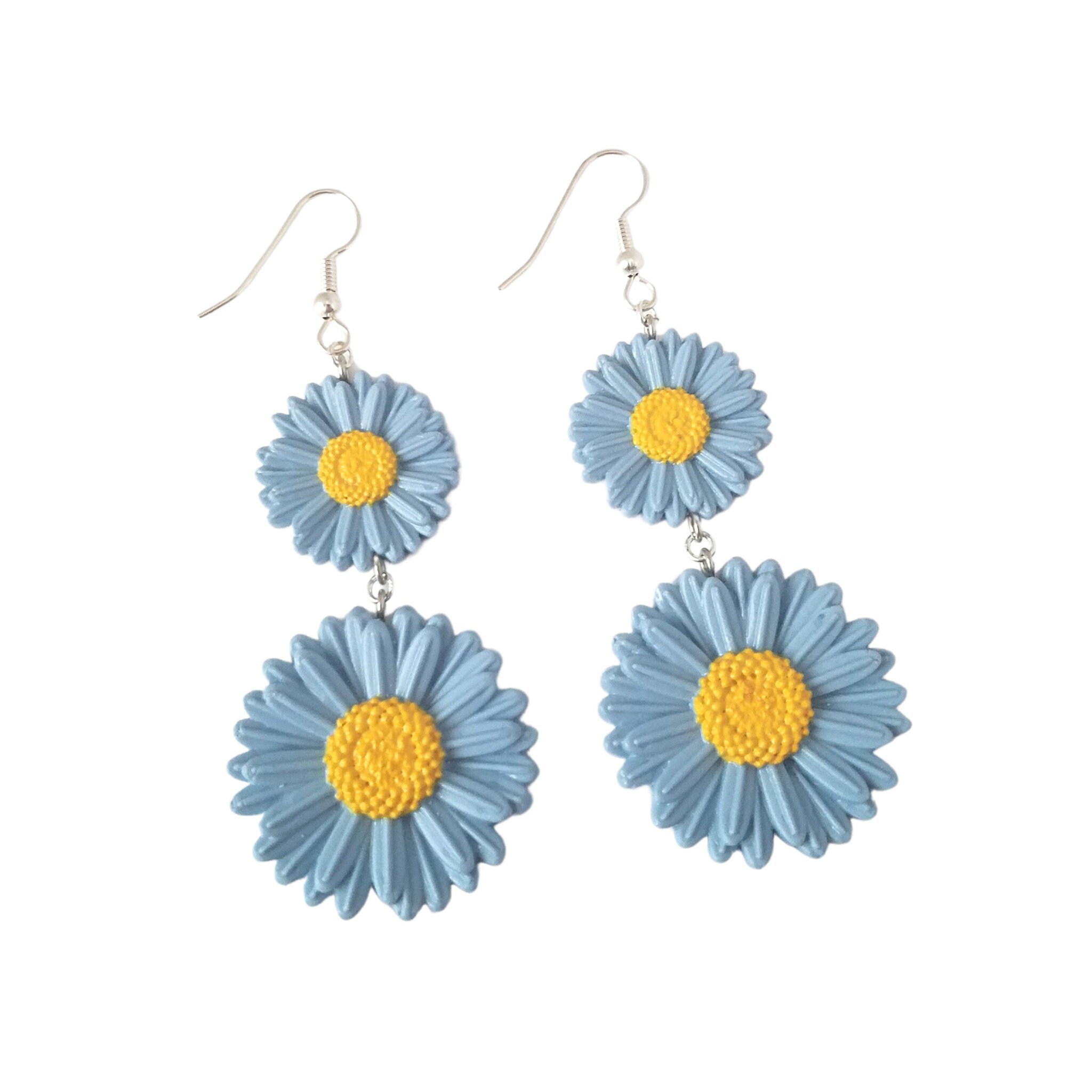 White Double Daisy Earrings, Flowers Earrings, Gift for Her, Gifts for ...
