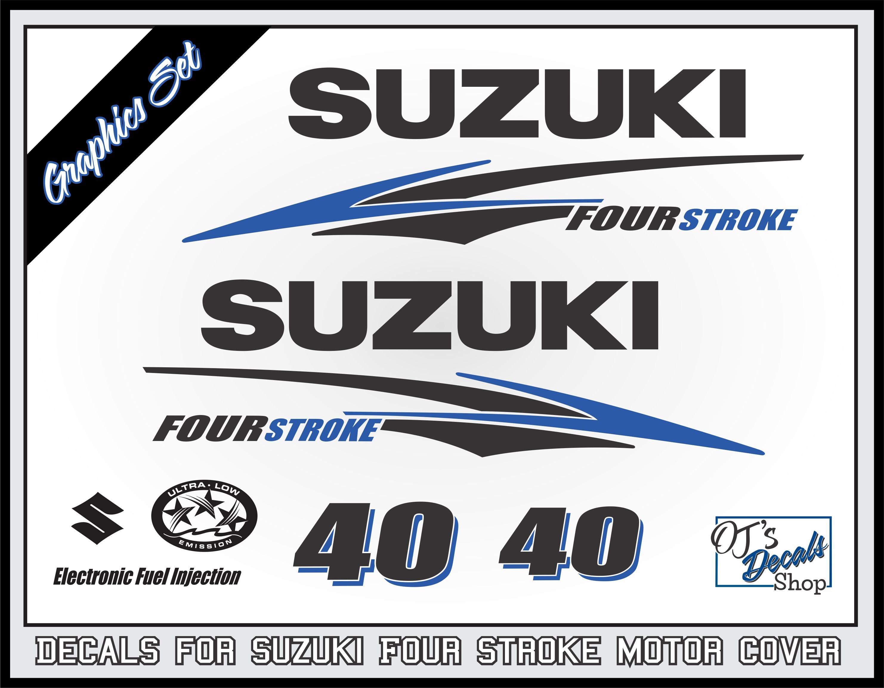 Suzuki Four Stroke Decal Kit - Outboard Engine Replacement Die-cut ...