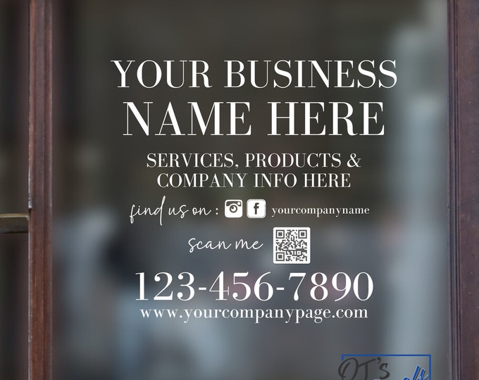 Custom Service Decals for Store Front Window, Personalized Services ...