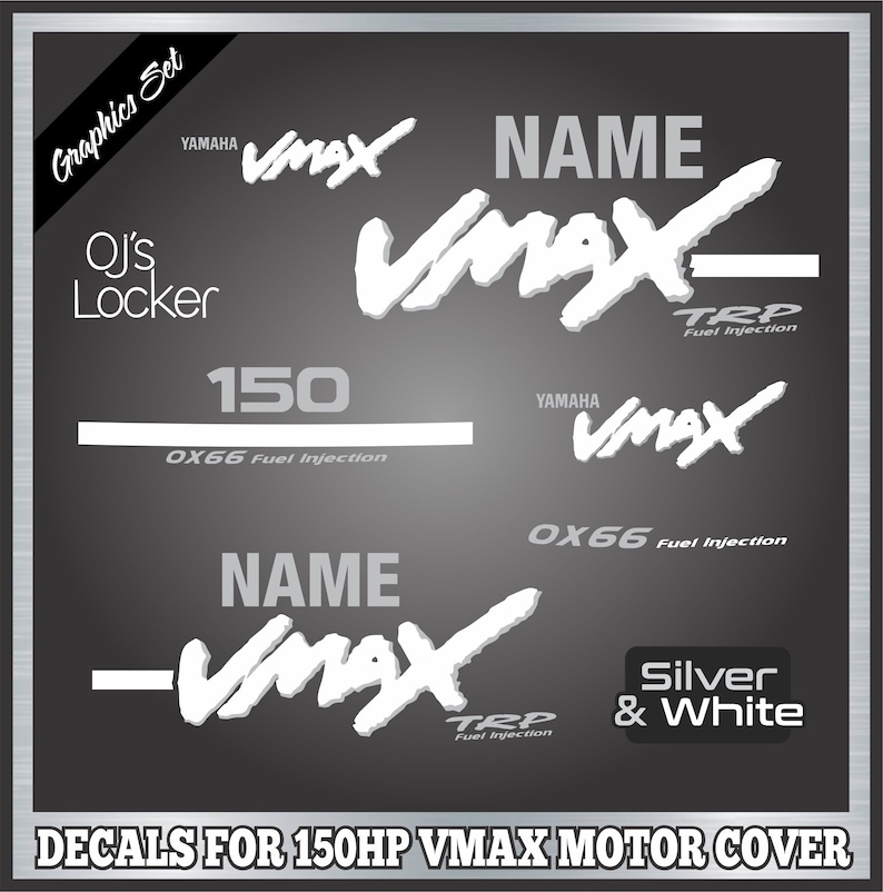 Yamaha VMAX TRP OX66 150HP Outboard Engine Replacement Die-cut Stickers ...