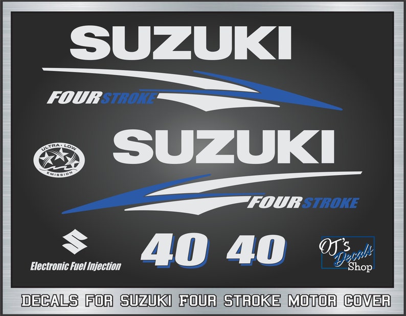 Suzuki Four Stroke Decal Kit - Outboard Engine Replacement Die-cut ...