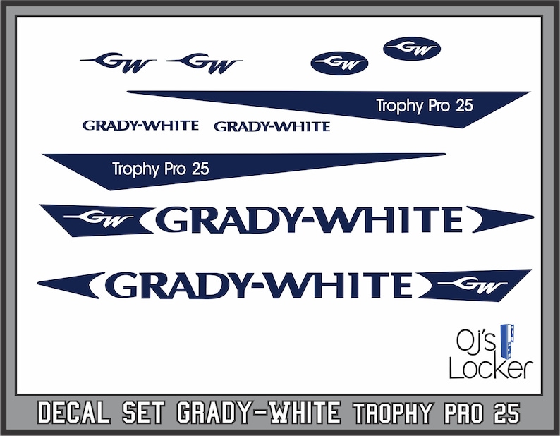 Grady-white Trophy Pro 25 Hull Replacement Decals Set - Etsy