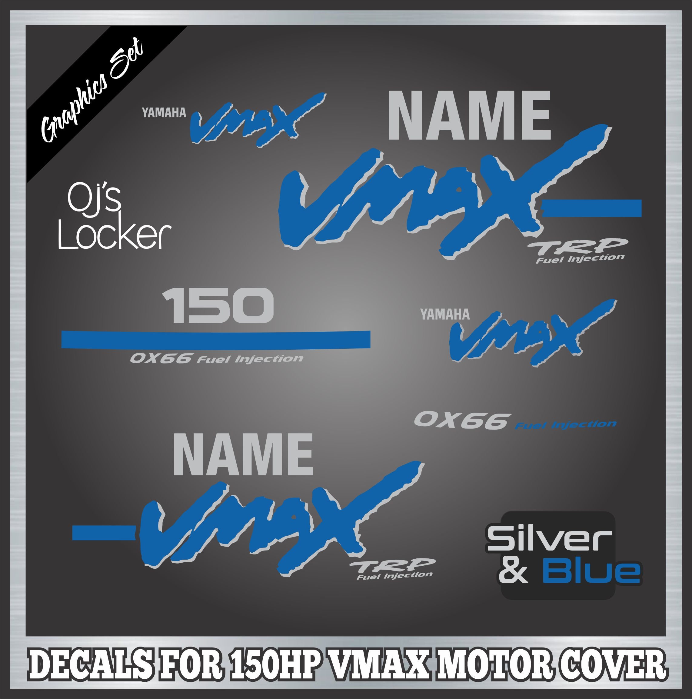 Yamaha VMAX TRP OX66 150HP Outboard Engine Replacement Die-cut Stickers ...
