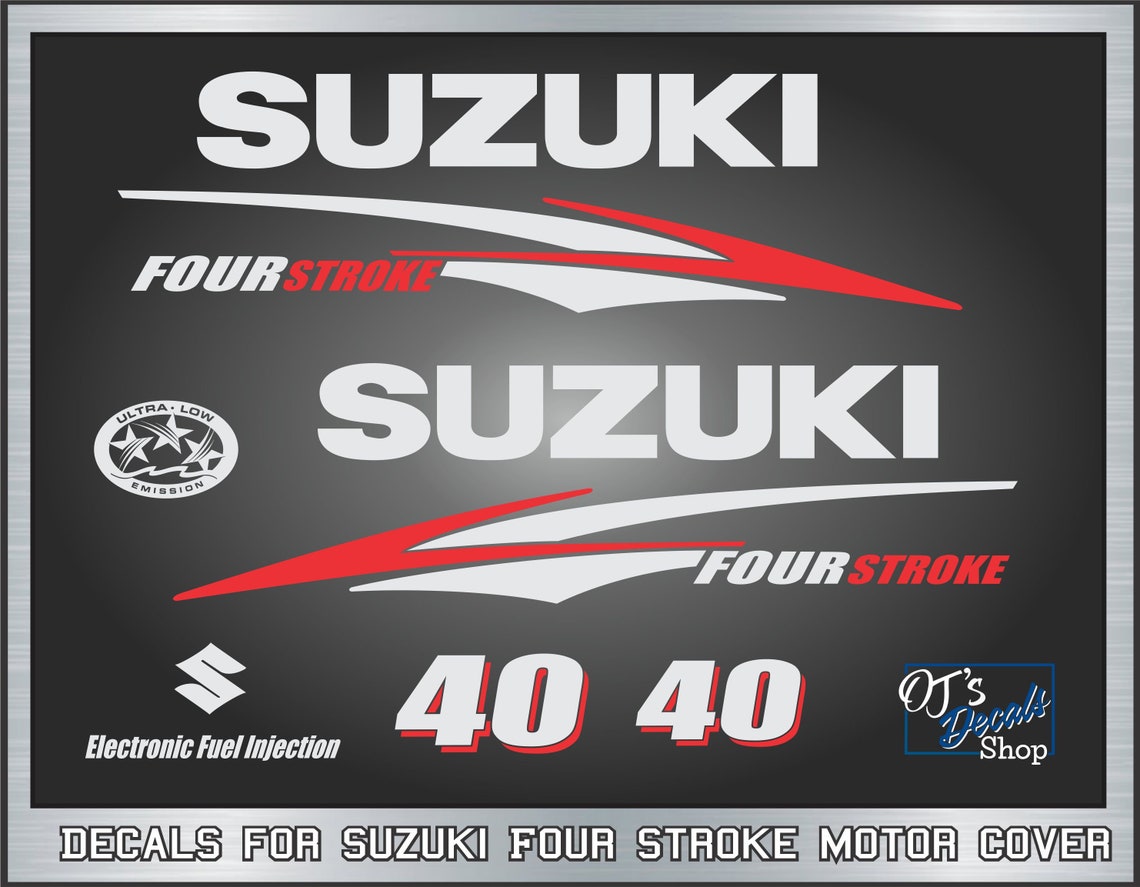 Suzuki Four Stroke Decal Kit - Outboard Engine Replacement Die-cut ...