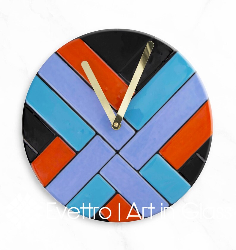 Contemporary orange Woven Glass Clock - Etsy