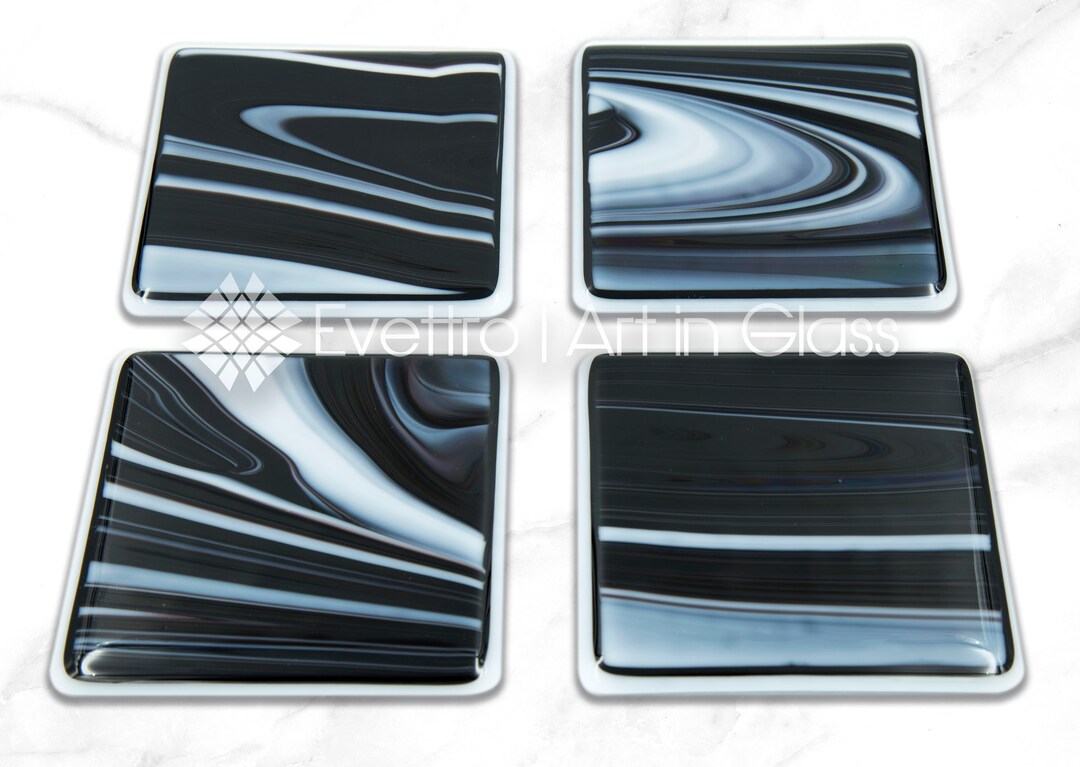Modern White Glass Coasters - Etsy