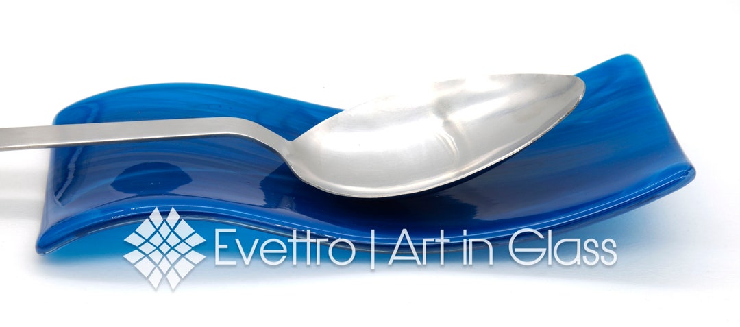 Glass Spoon Rest Serenity Collection: Transparent Deep Blue - Etsy