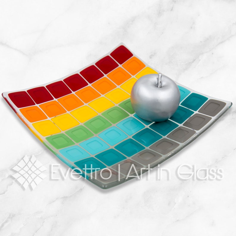 Square Glass Plate, Dilution Collection: Rainbow - Etsy