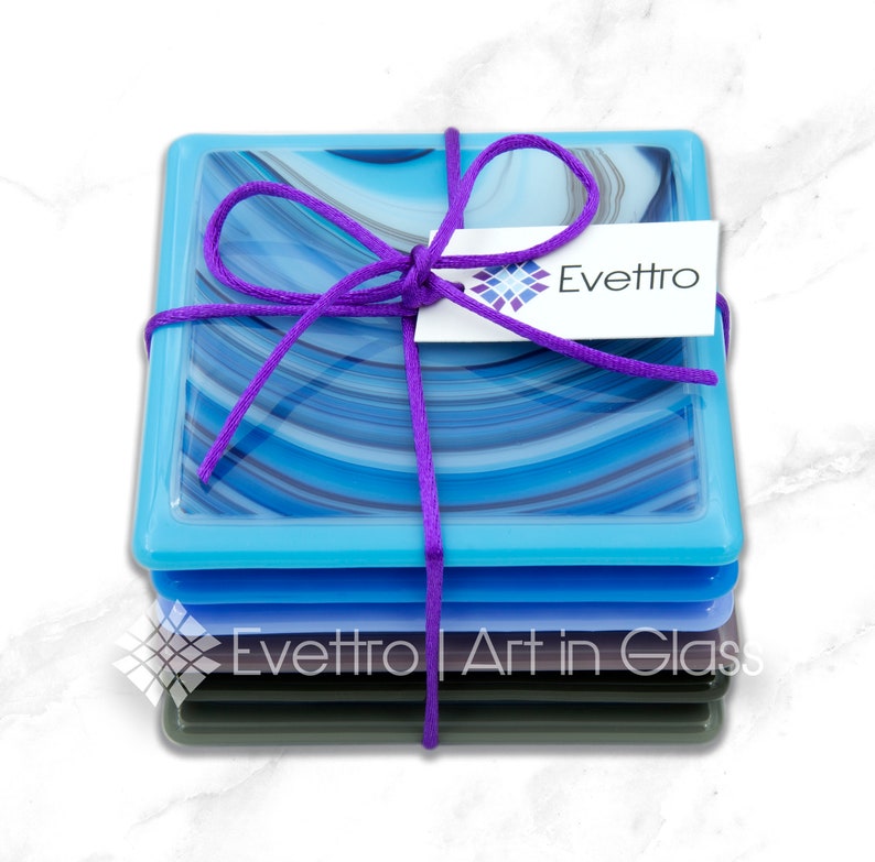 Regal Blue Glass Coasters - Etsy