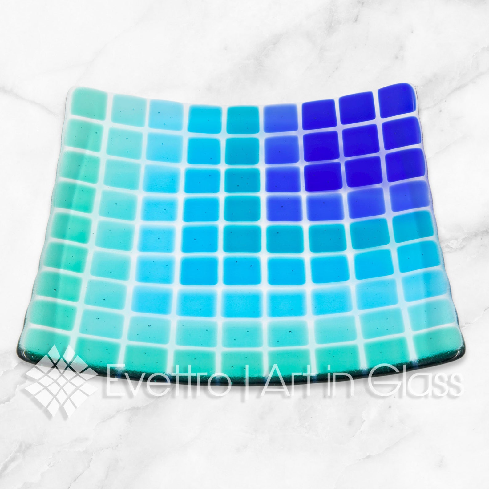 Square Glass Plate, Quattro Collection: Blue & Teal - Etsy