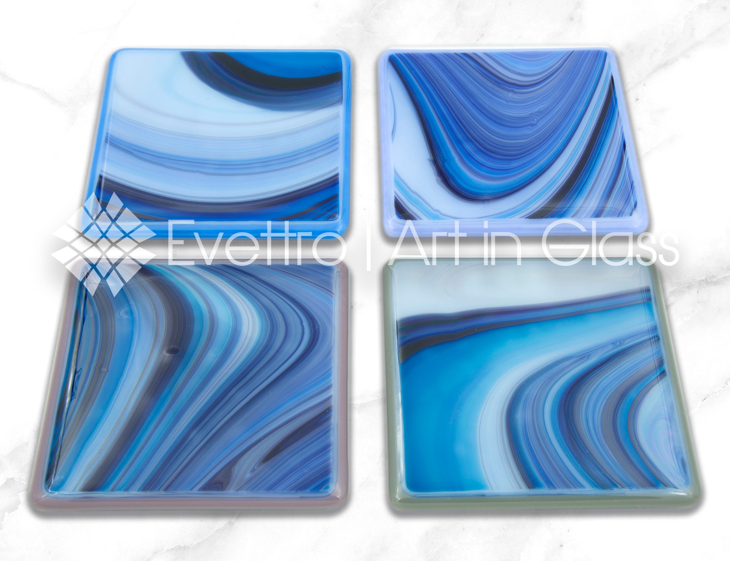 Regal Blue Glass Coasters - Etsy