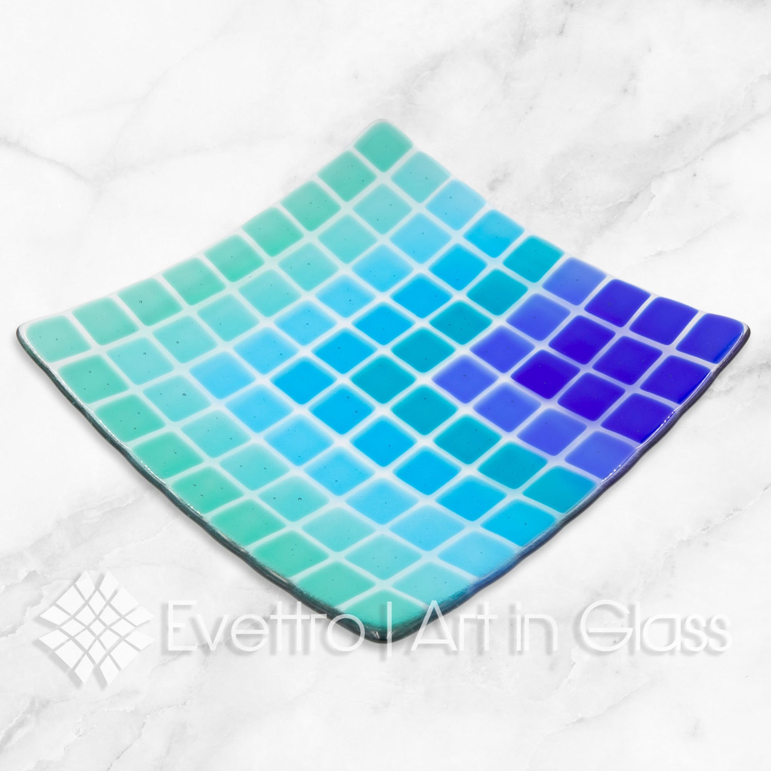 Square Glass Plate, Quattro Collection: Blue & Teal - Etsy