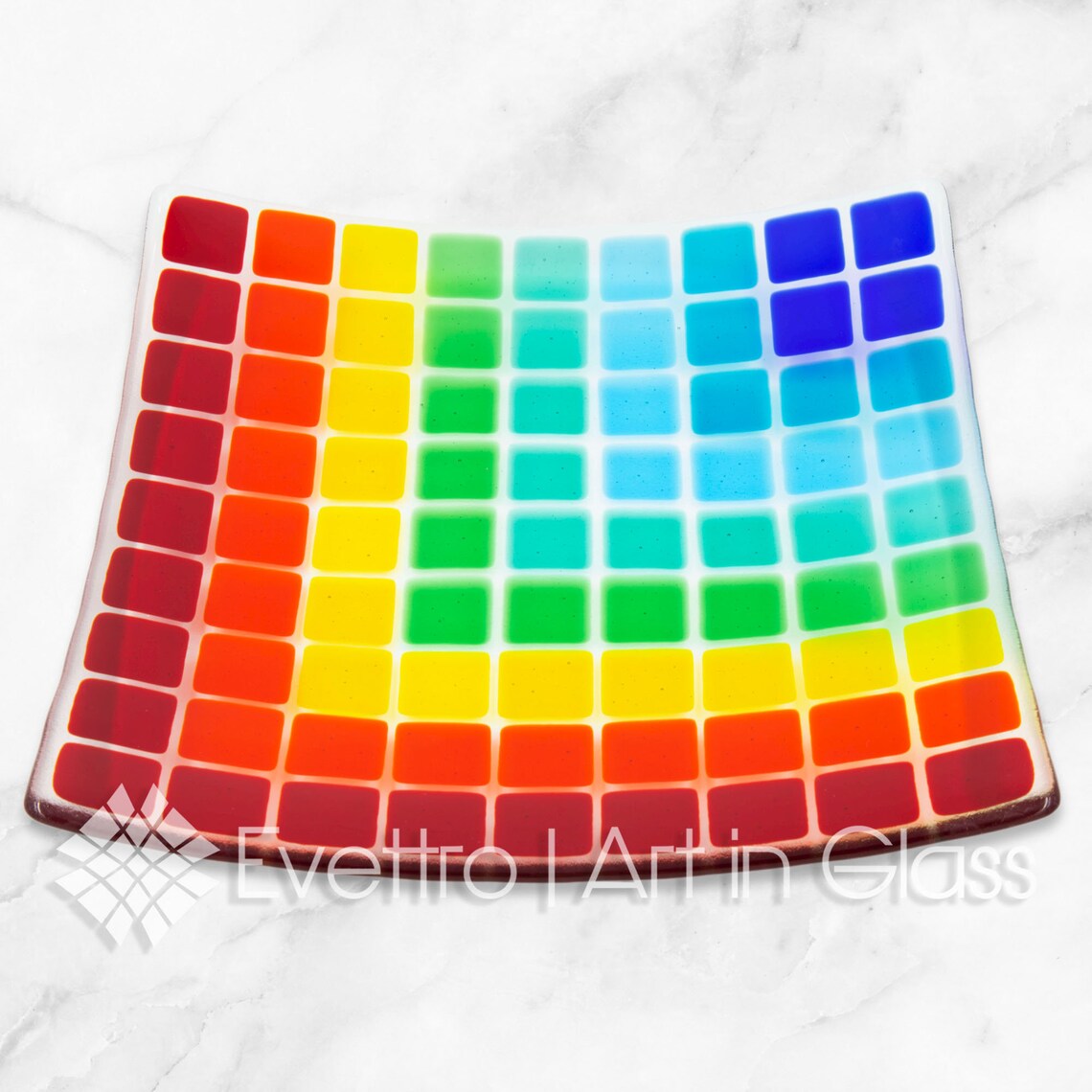 Square Glass Plate Quattro Collection: Rainbow - Etsy