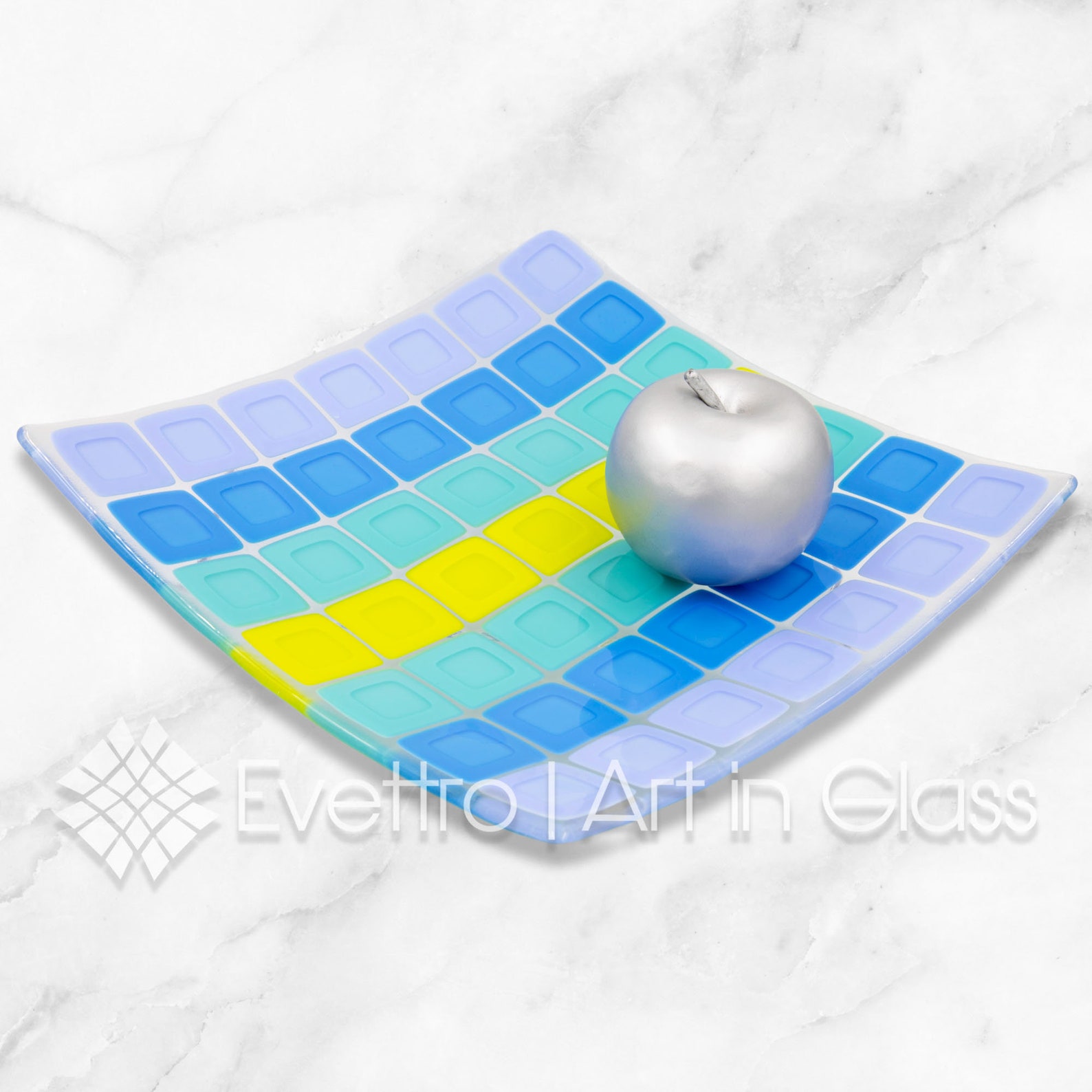 Square Glass Plate, Dilution Collection: Lime & Blue - Etsy