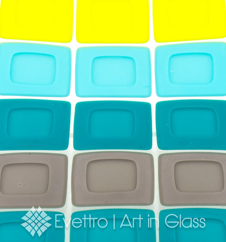 Square Glass Plate, Dilution Collection: Lime & Teal - Etsy