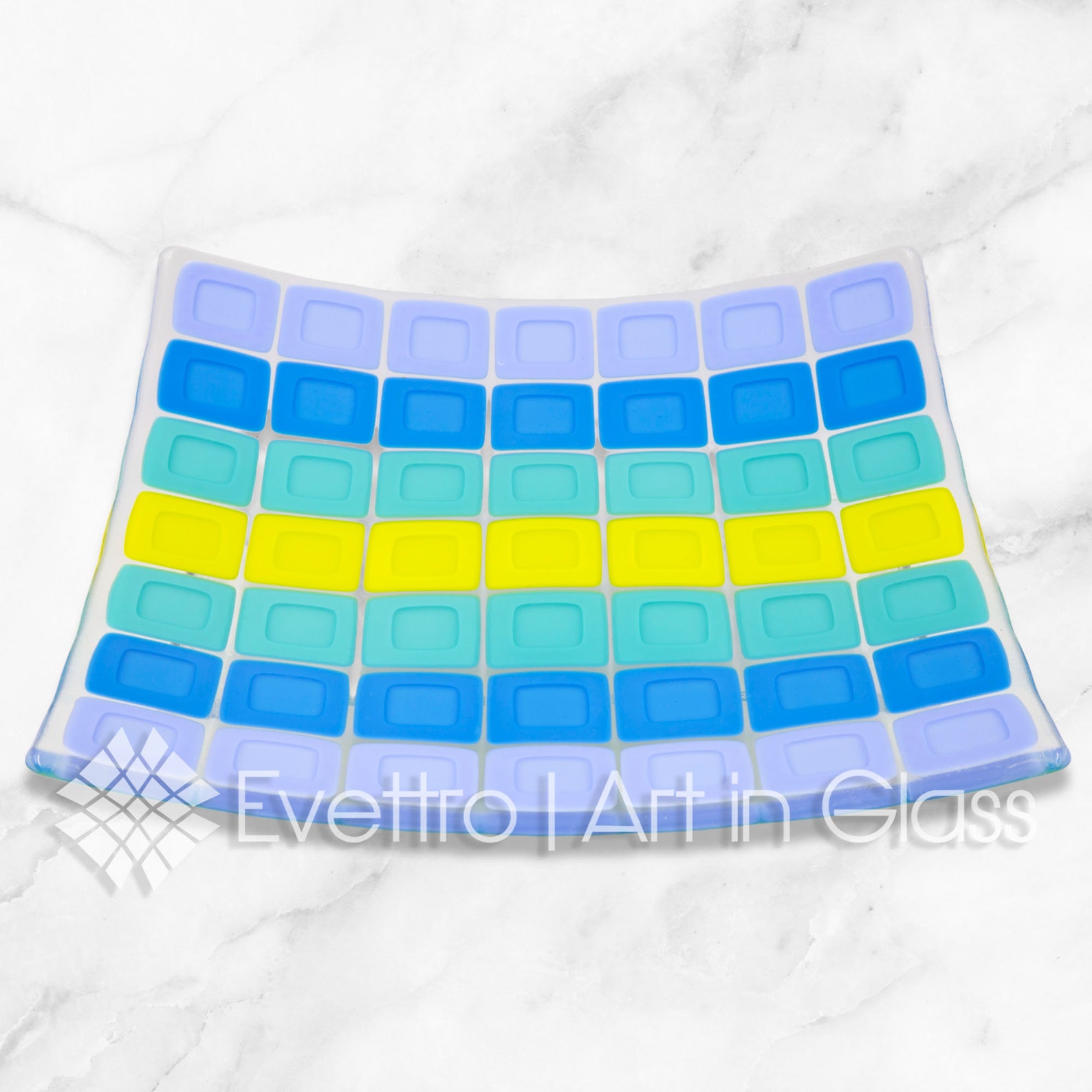 Square Glass Plate, Dilution Collection: Lime & Blue - Etsy