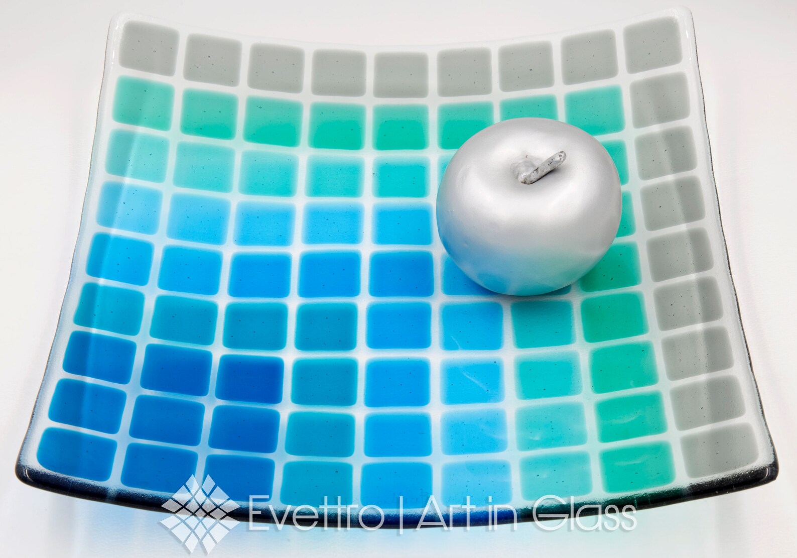 Square Glass Plate, Quattro Collection: Blue & Gray - Etsy