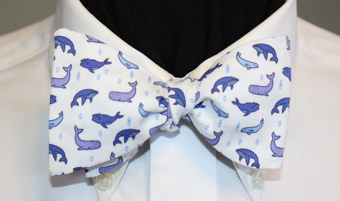 WHALE OF A TIME: Fine Cotton Bow Tie, Baleen, Beluga and Blue Whales ...
